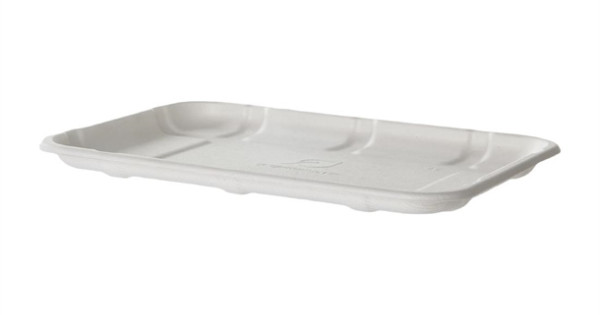 Detpak Sugarcane Meat & Produce Tray White - 216x152x13mm (Pack 400)
