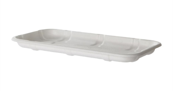Detpak Sugarcane Meat & Produce Tray White - 218x121x17mm (Pack 600)