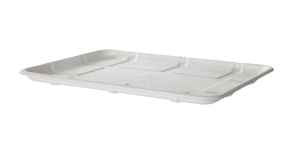 Detpak Sugarcane Meat & Produce Tray White - 267x216x14mm (300 Pack)